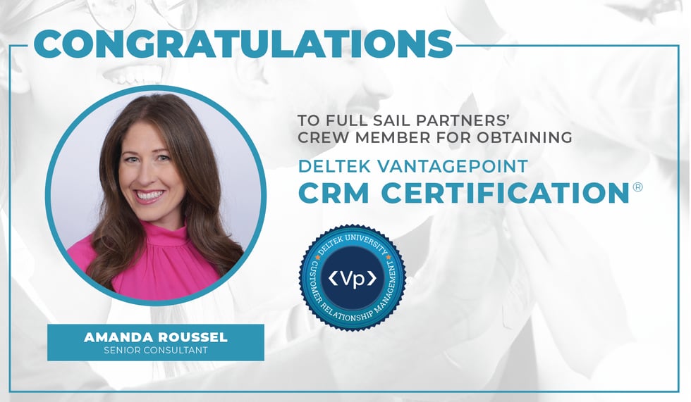 Full Sail Partners’ Continued Dedication to Expertise with Roussel Achieving Deltek Vantagepoint ...